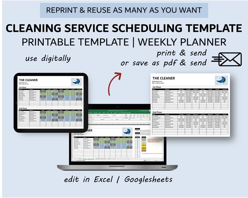 Cleaning Service Scheduling Template | Multi Roles-location-shift ...