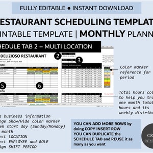 Restaurant Scheduling Template | Multi Roles-location-shift Period ...