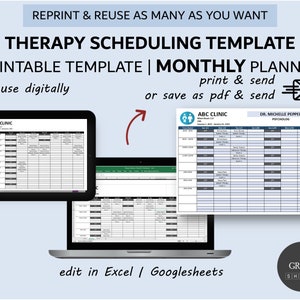 Therapy Scheduling Template For Excel And Google Sheets Printable One