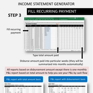 Recurring Revenue Business Income Statement Generator | Weekly Payment ...