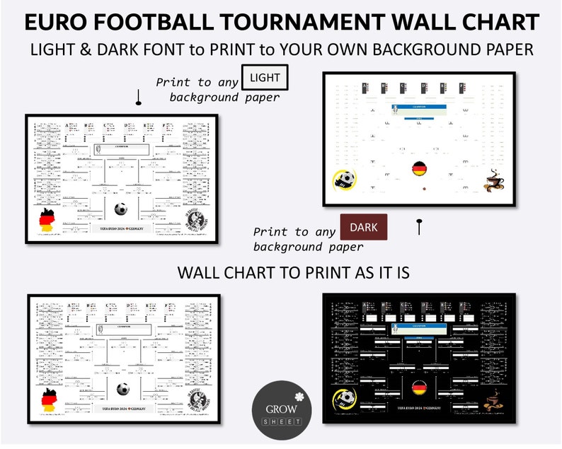 Printable Euro Football Tournament Wall Chart Minimalist Print to Your ...