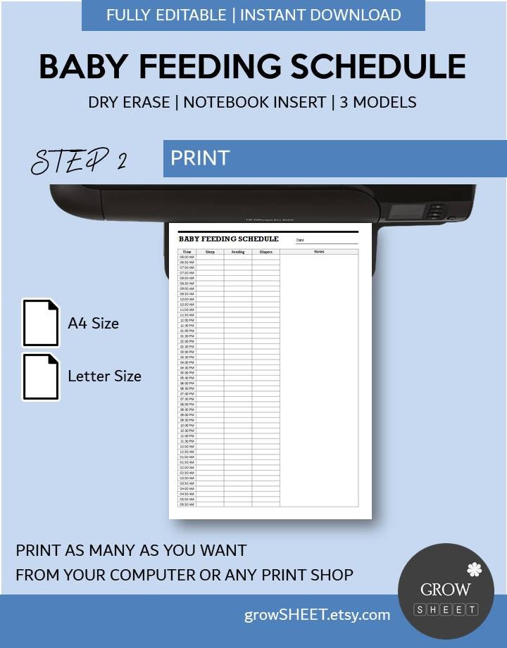 Baby Feeding Schedule Template Baby Feeding Schedule Tracker Newborn ...
