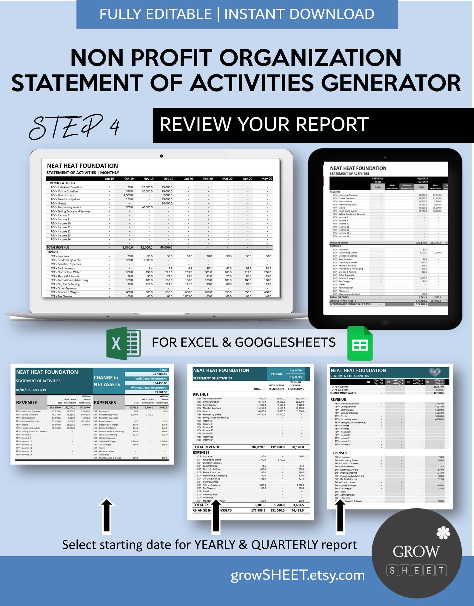Non Profit Organization Income Statement Generator Charitable ...