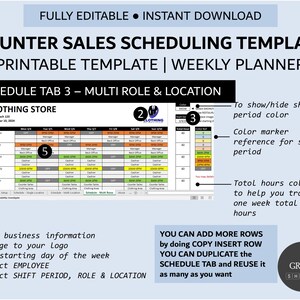 Sales Scheduling Template for Excel and Google Sheets | Multi Roles ...