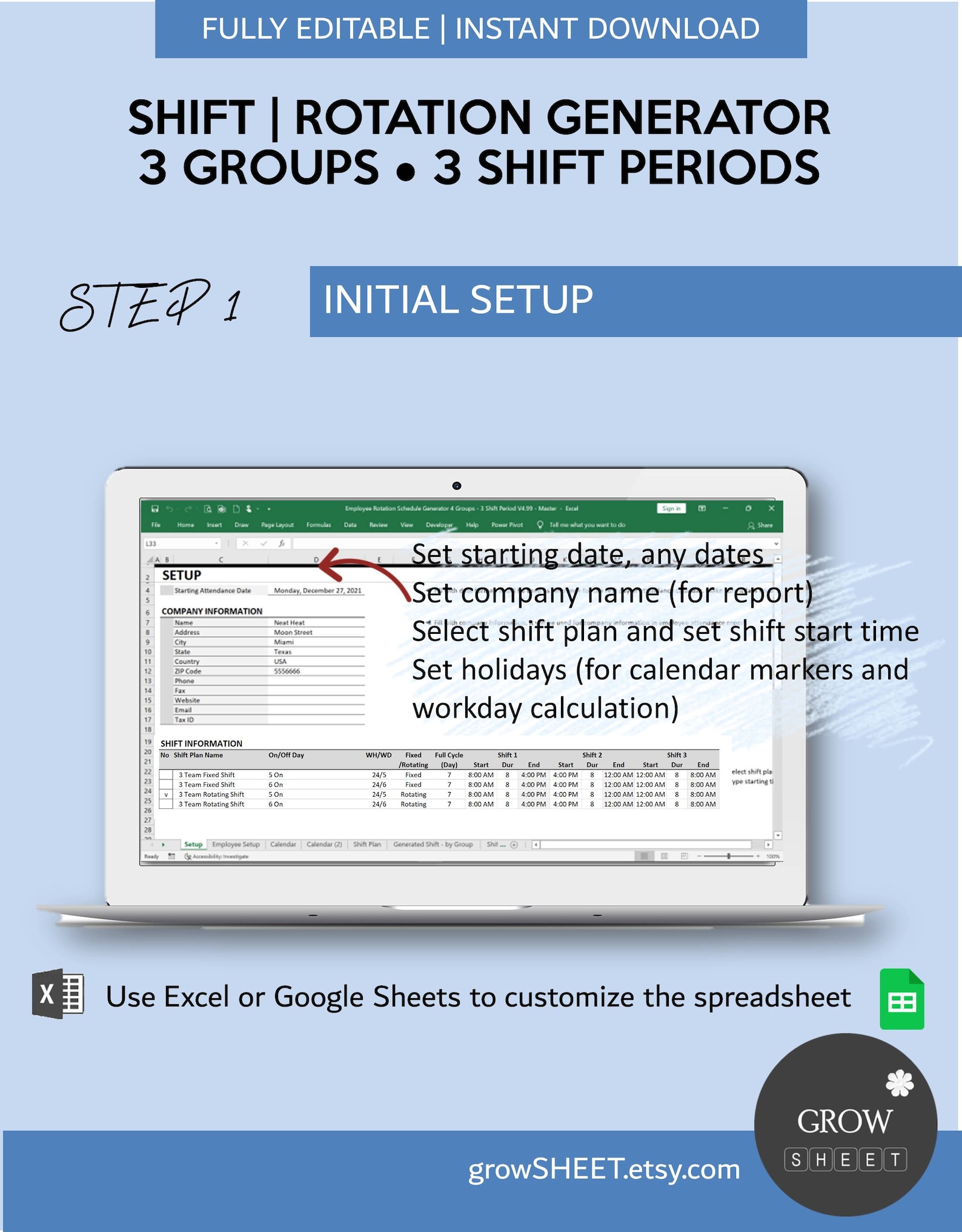 Shift Schedule Generator | Hourly Employee Work Rotation Schedule ...