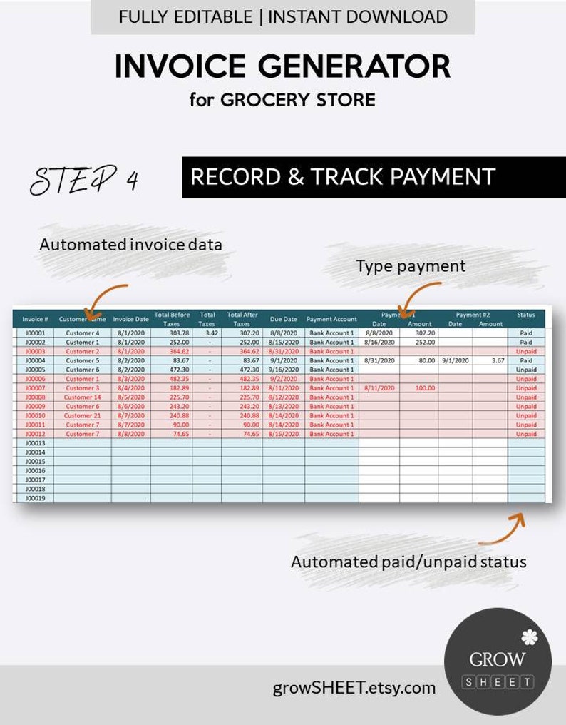 Invoice Generator for Grocery Stores Excel Invoice Template for ...