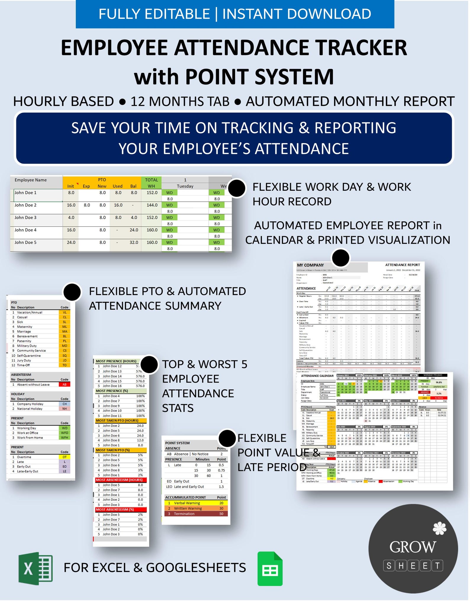 Employee Attendance Tracker With Point System | Automated Disciplinary ...
