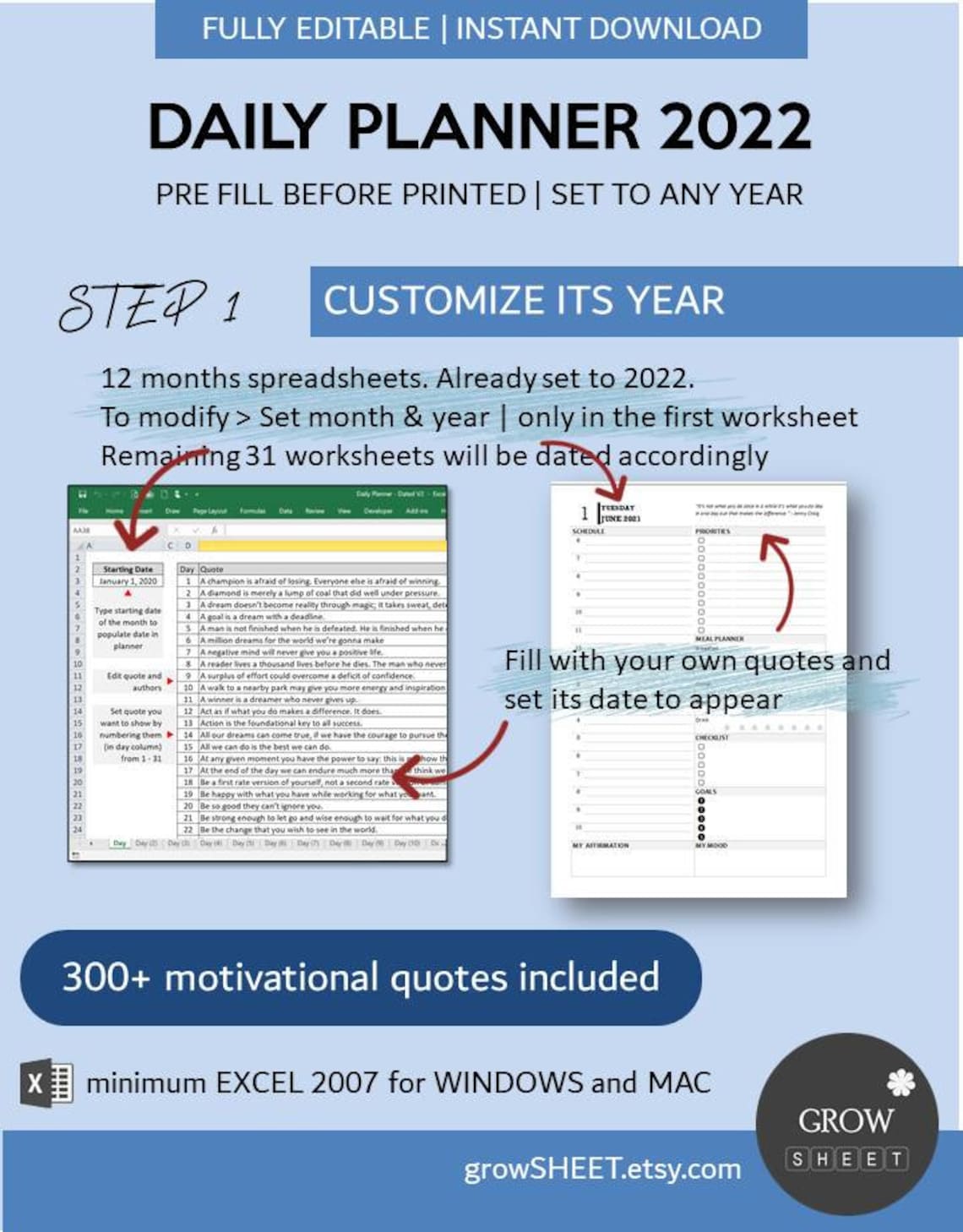 Daily Planner 2024 - 2025 - 2026 and Beyond | Daily Planner Printable ...
