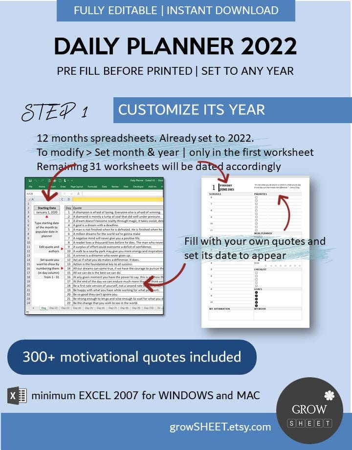 Daily Planner 2024 - 2025 - 2026 and Beyond | Daily Planner Printable ...