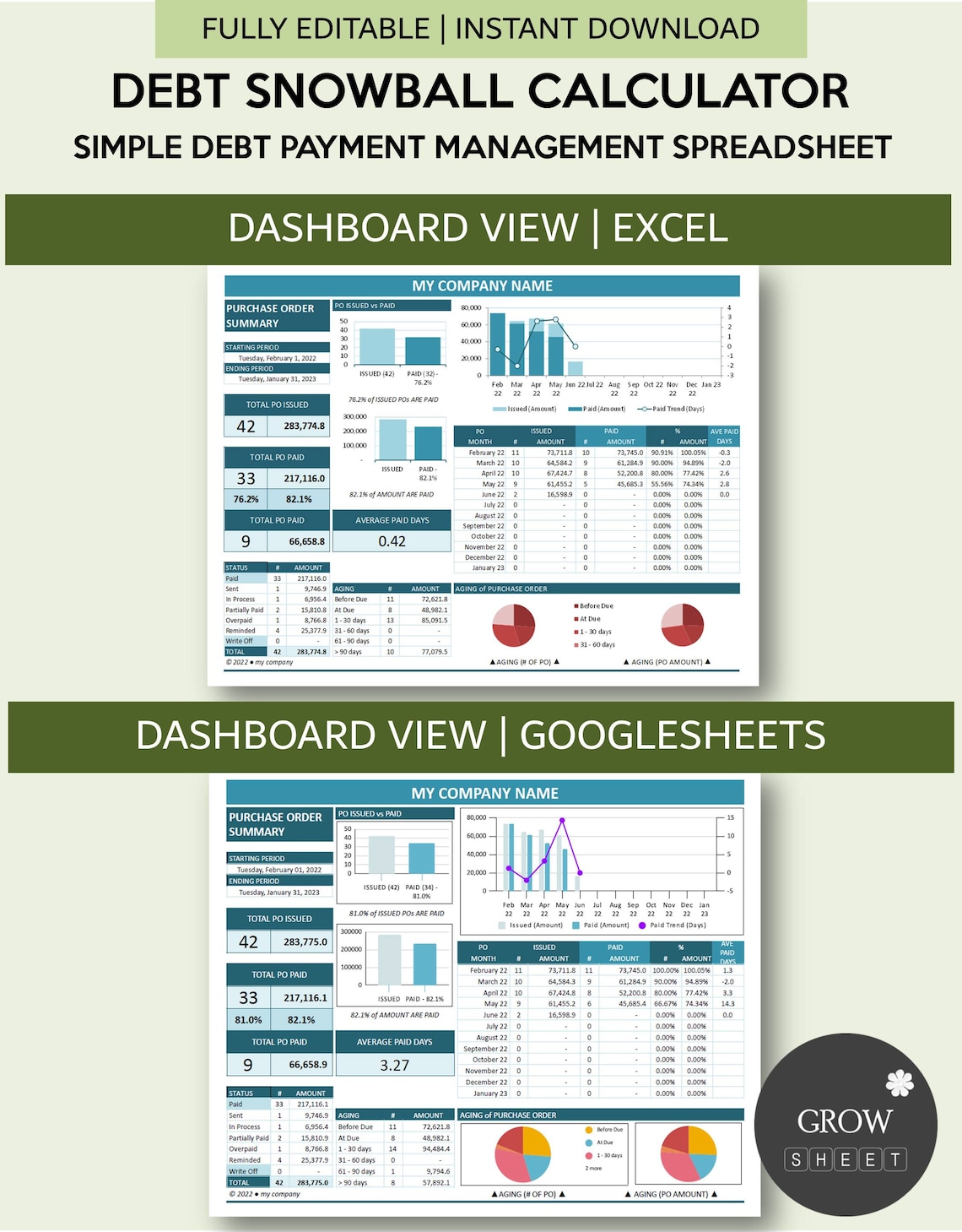 Debt Snowball Spreadsheet | Loan Payment Tracker | Debt Payoff ...