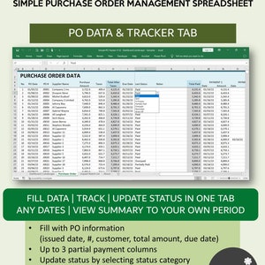 Purchase Order Tracker Spreadsheet | Simple Small Business Purchase ...