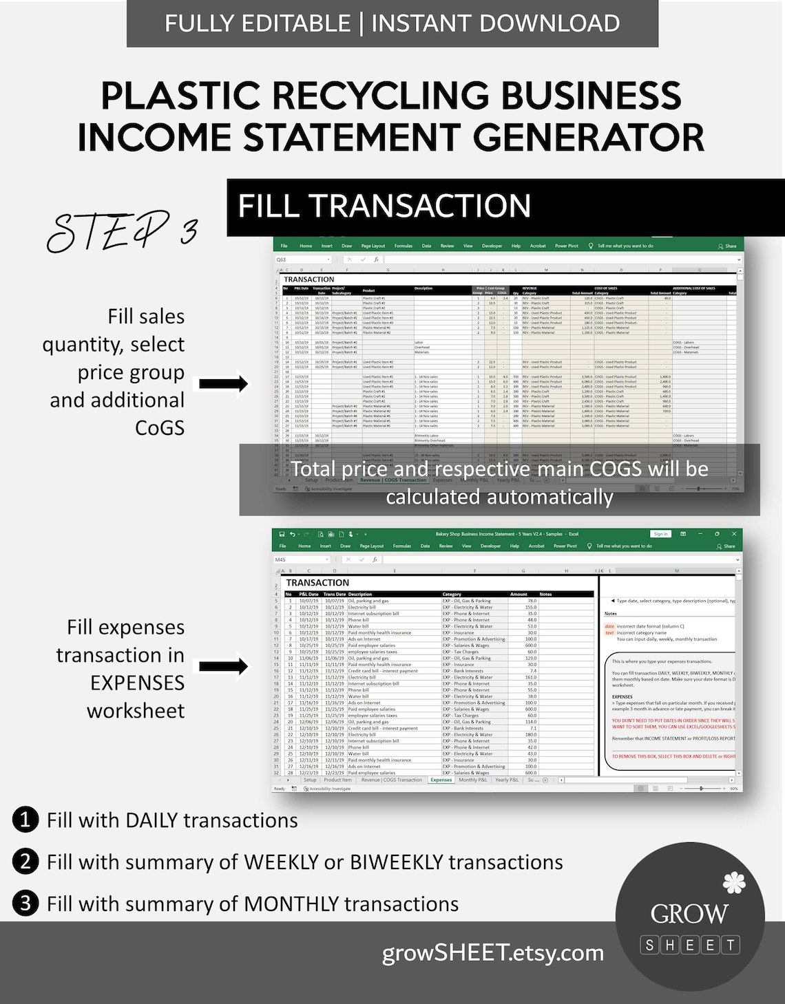 Plastic Recycling Business Income Statement Generator | Simple ...