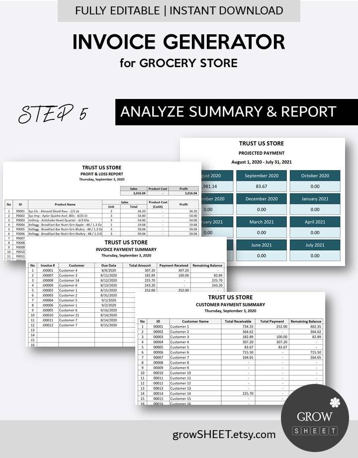 Invoice Generator for Grocery Stores Excel Invoice Template for ...