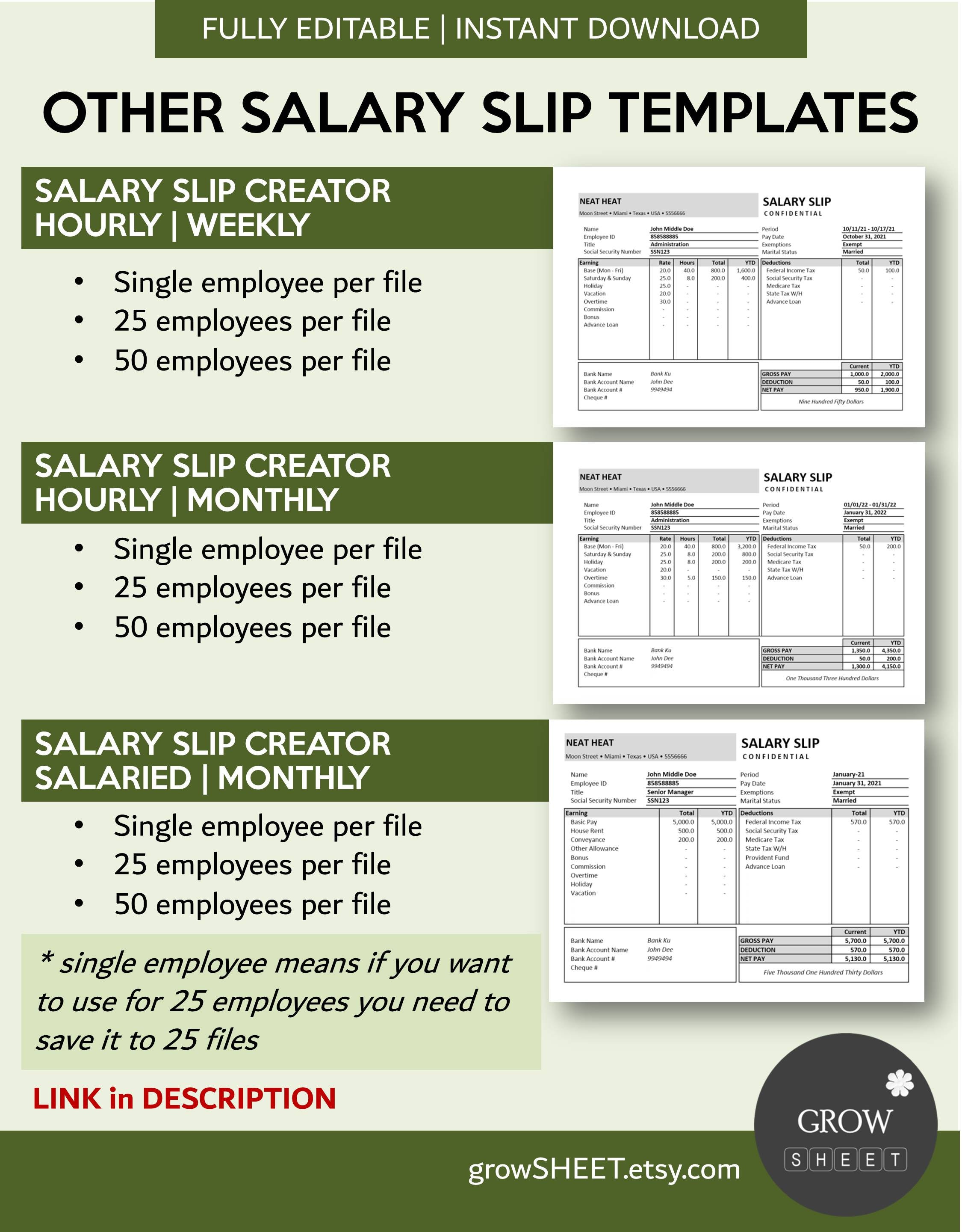 Pay Stub Generator With Database | Pay Slip Creator for Hourly Employee ...