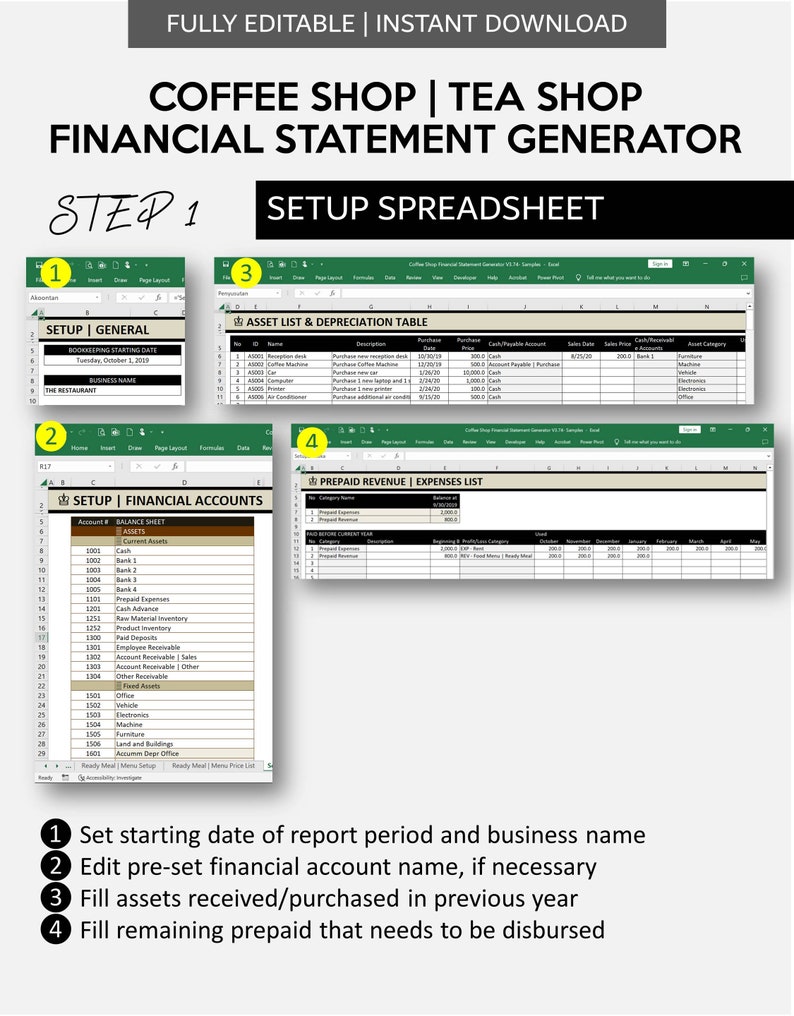Coffee Shop Business Financial Statement Generator | Automated Income ...