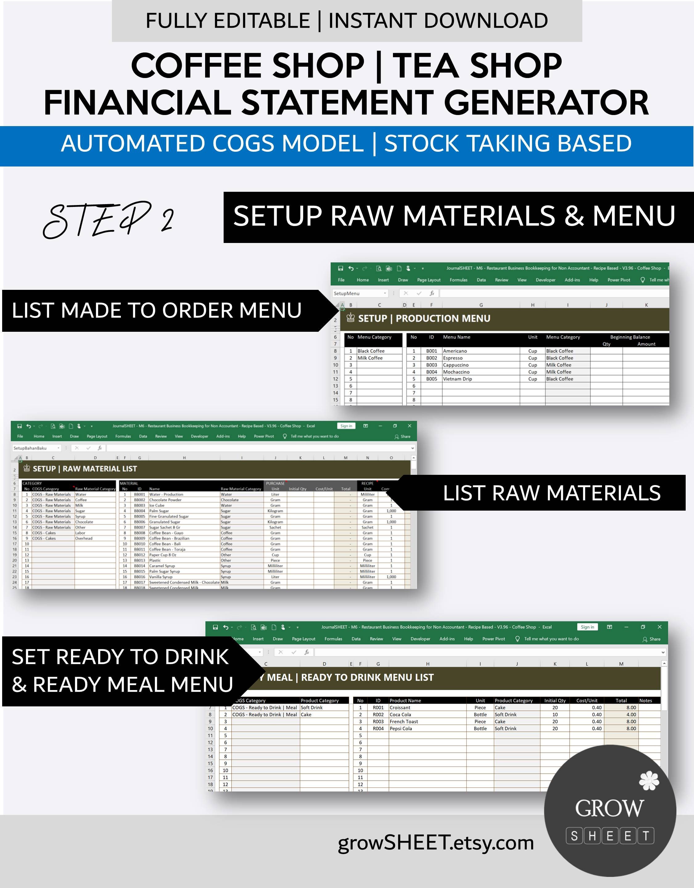 Coffee Shop Business Financial Statement Generator | Automated Income ...