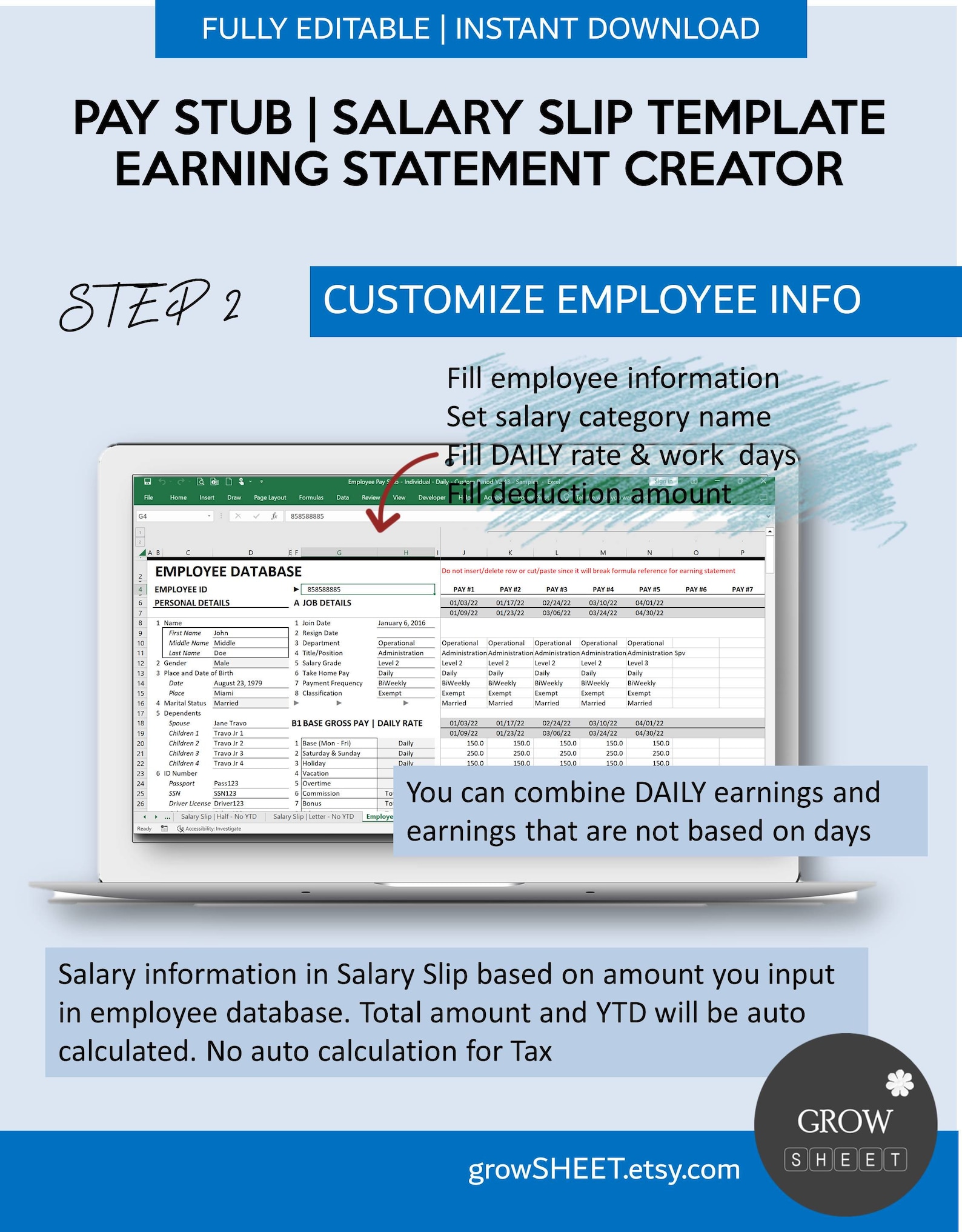 Salary Slip Generator | Pay Slip Creator With Daily Employee Database ...