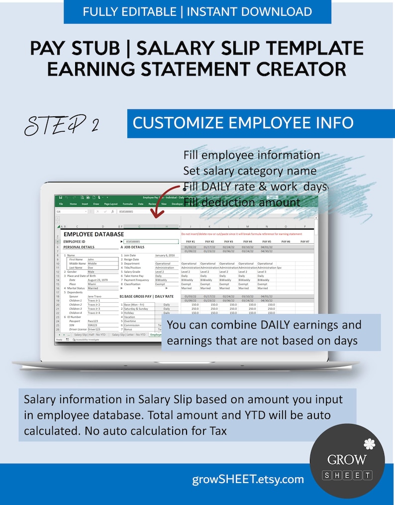 Salary Slip Generator | Pay Slip Creator With Daily Employee Database ...