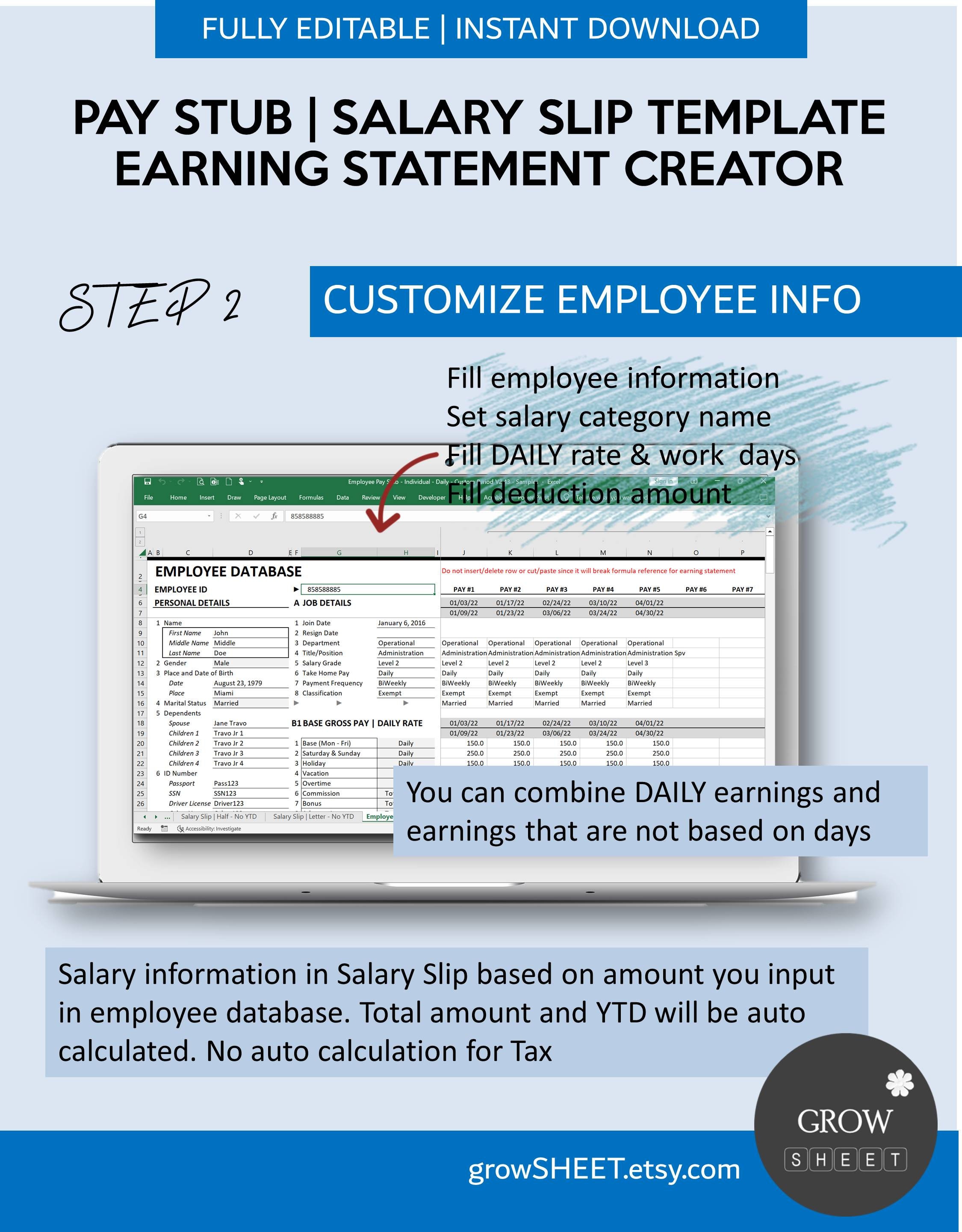 Salary Slip Generator | Pay Slip Creator With Daily Employee Database ...