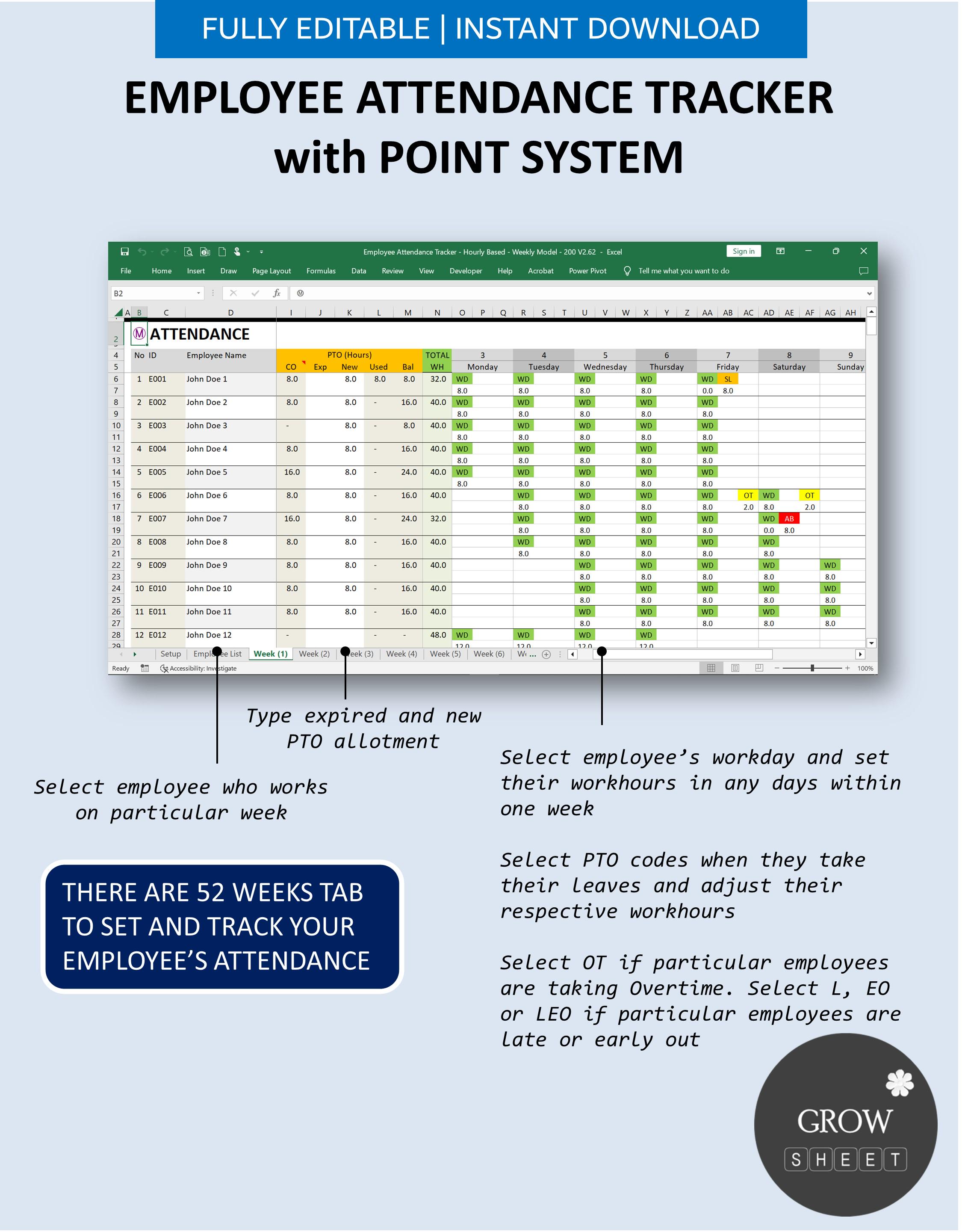 Employee Attendance Tracker With Point System | Automated Disciplinary ...