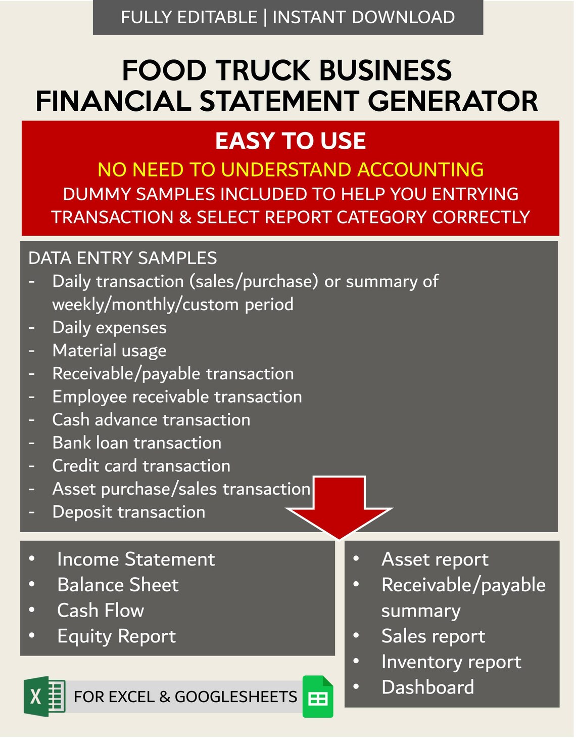 Food Truck Business Financial Statement Generator | Automated Income ...