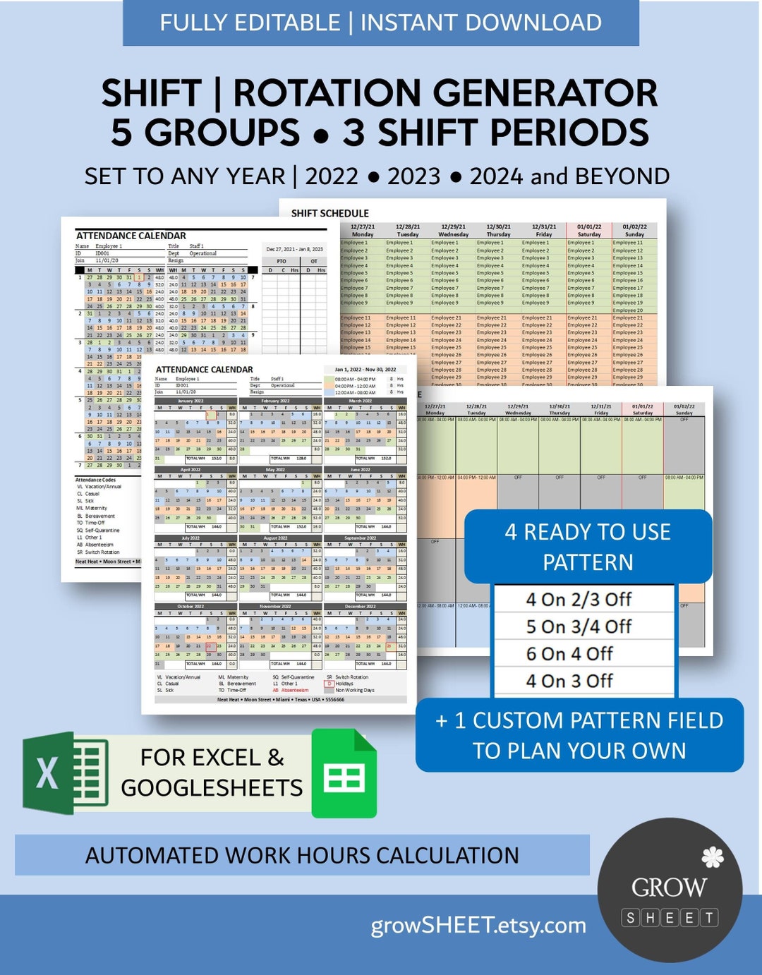 Shift Schedule Generator | Printable Hourly Employee Work Schedule ...