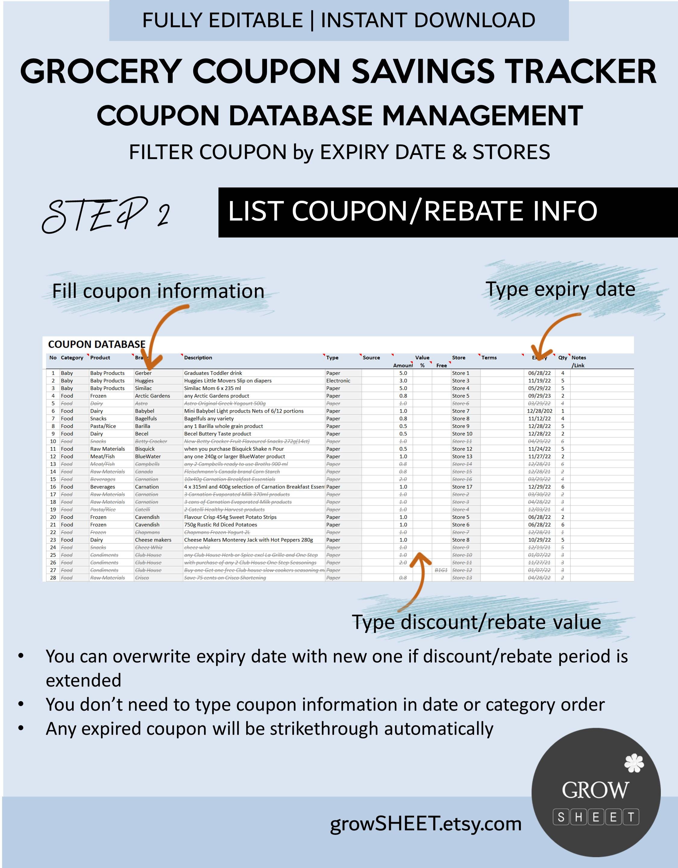 Grocery Coupon Savings Tracker | Shopping Coupon-rebate Database ...