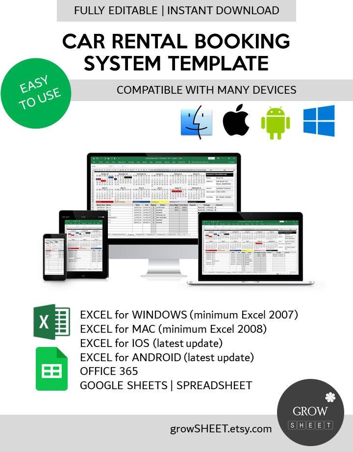 Car Rental Daily Booking Template | Auto Rental Reservation Template ...