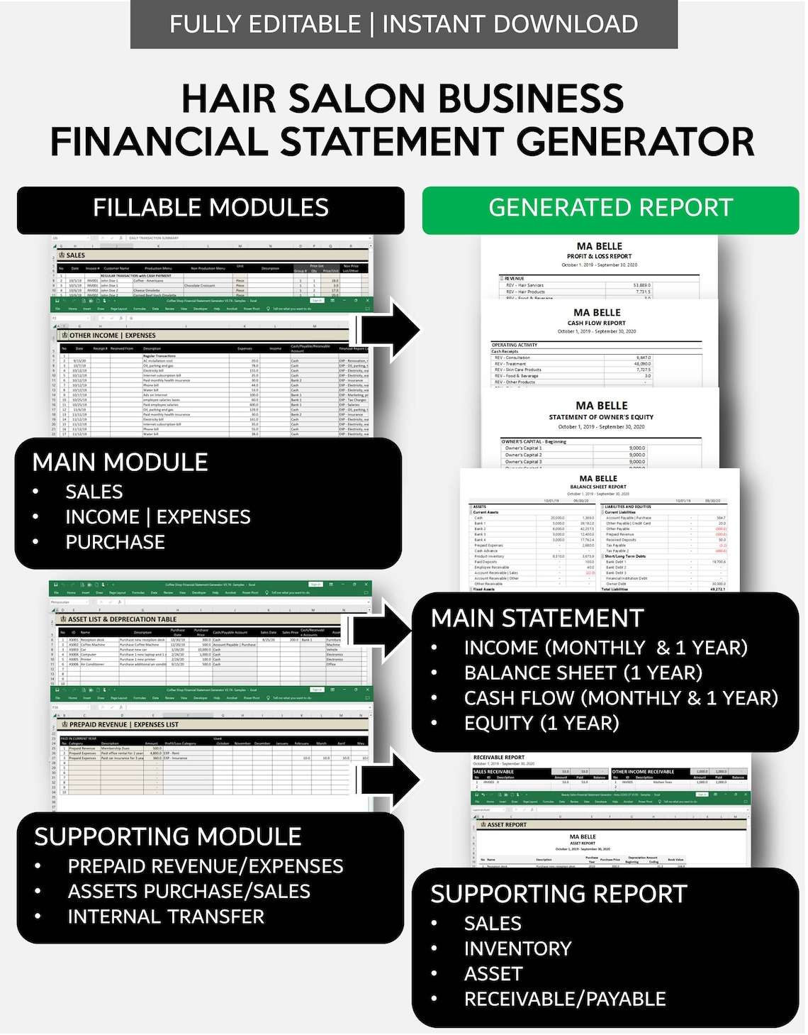 Hair Salon Business Financial Statement Generator | Automated Income ...