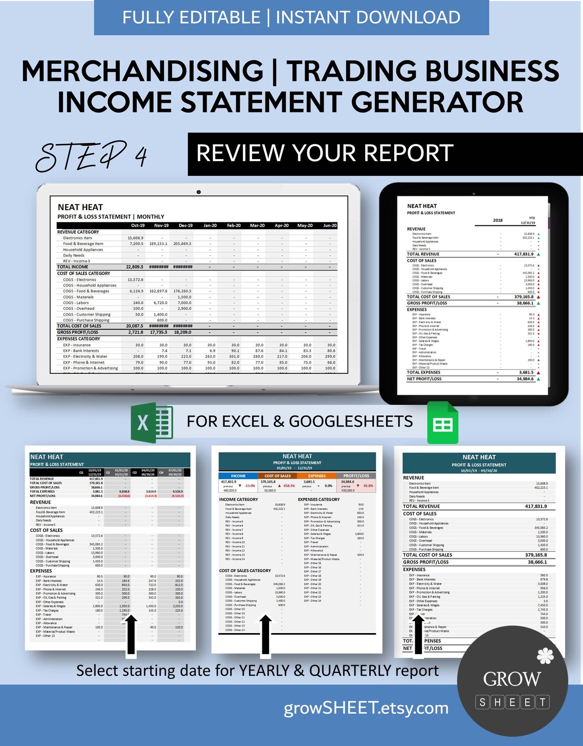 Merchandising Business Income Statement Generator Store - Etsy
