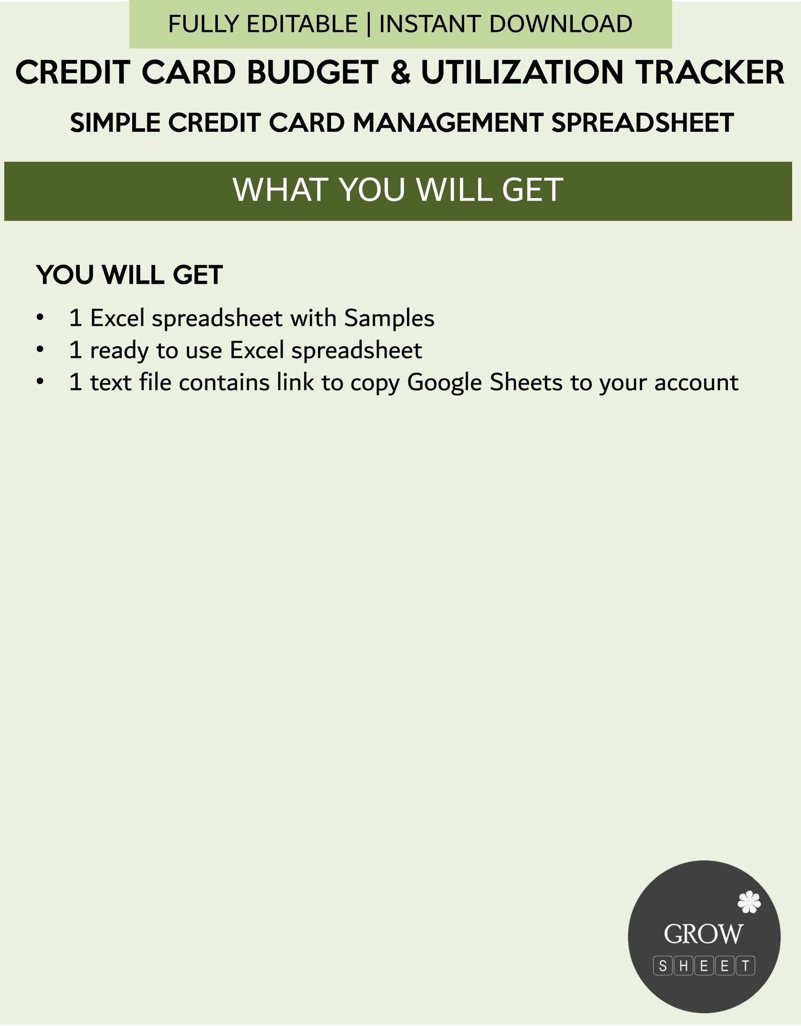 Credit Card Budget Planner and Utilization Tracker Spreadsheet | Credit ...