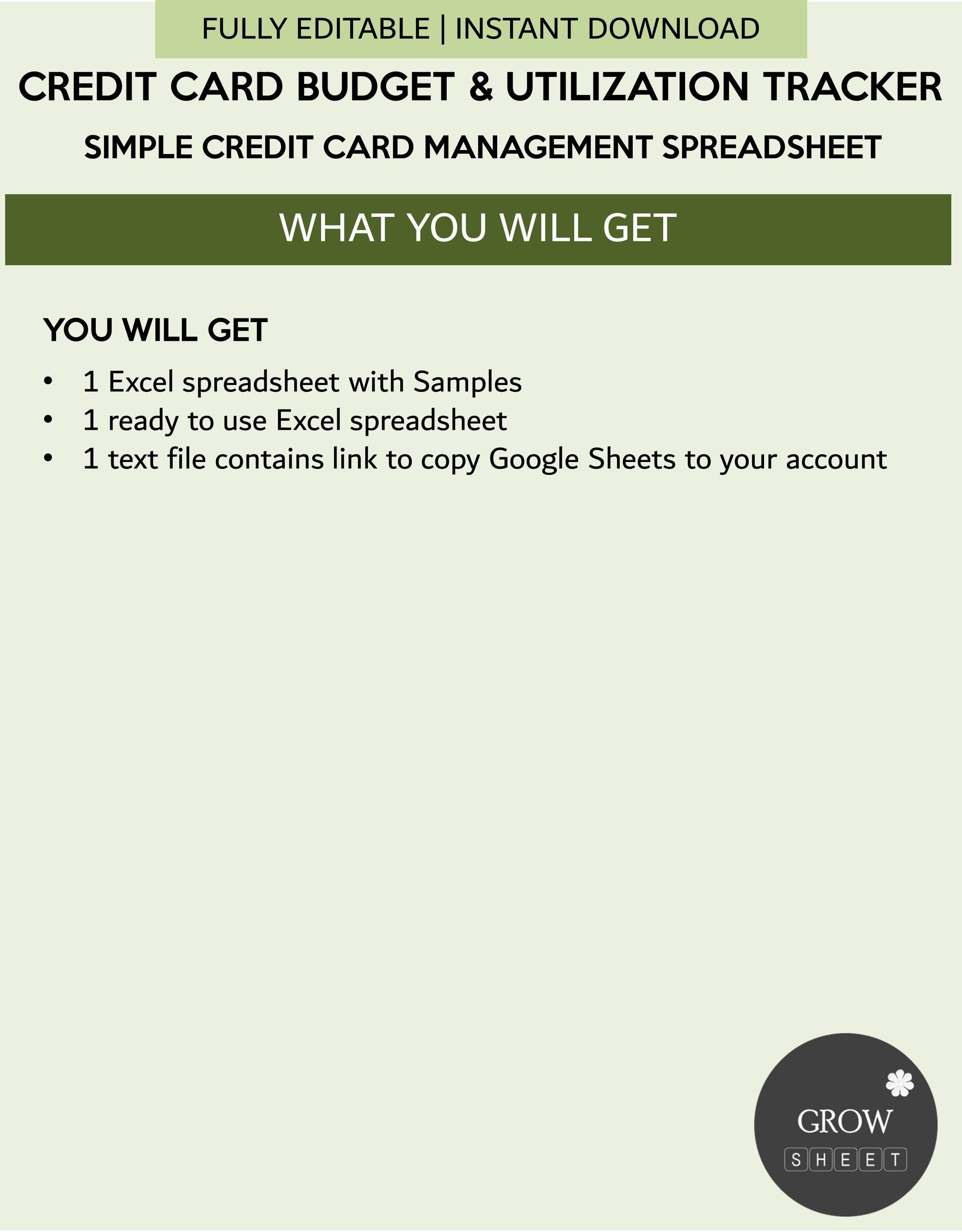 Credit Card Budget Planner and Utilization Tracker Spreadsheet Credit ...