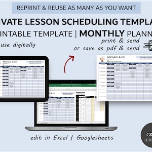 Private Lesson Scheduling Template for Excel and Google Sheets ...