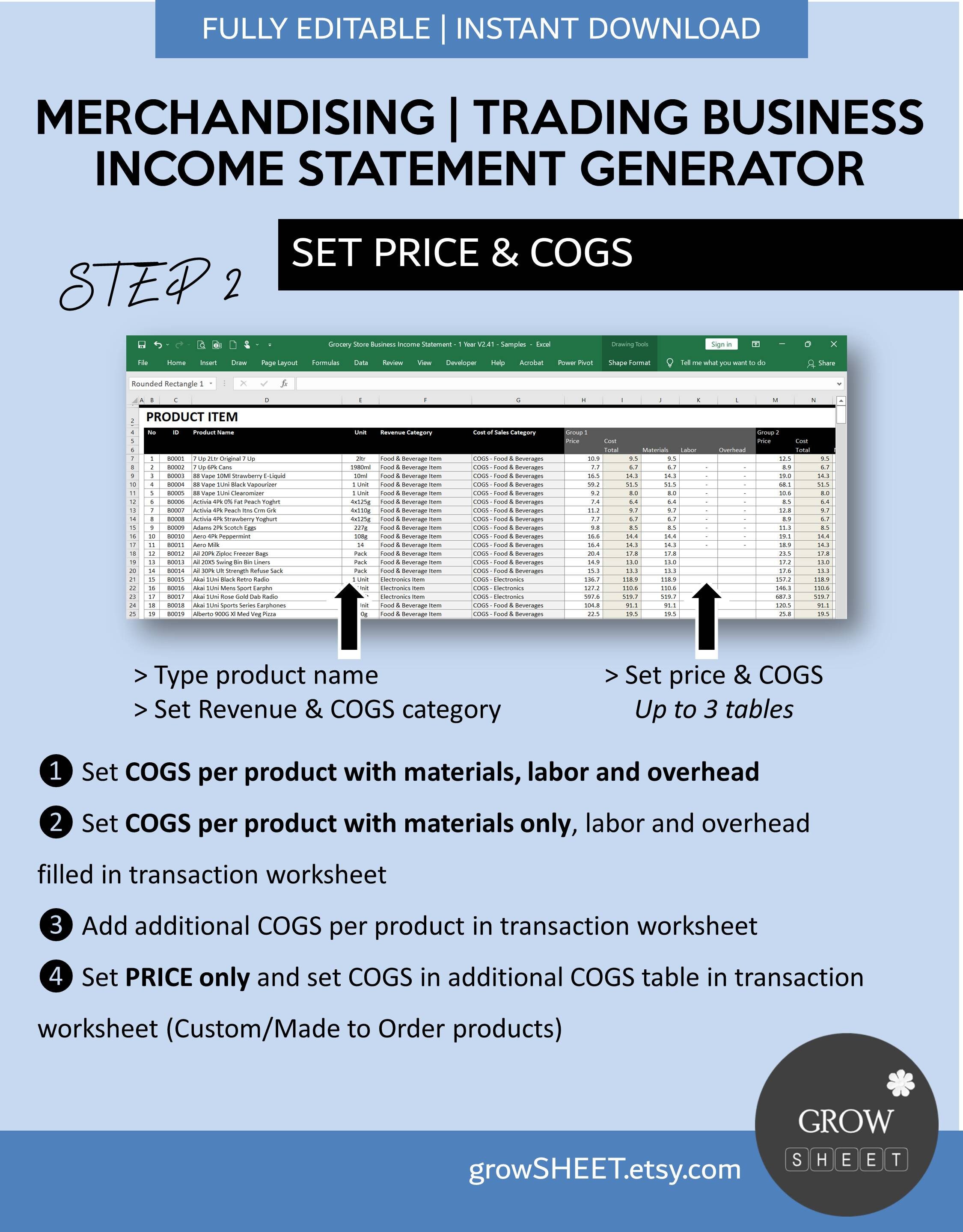 Merchandising Business Income Statement Generator Store - Etsy