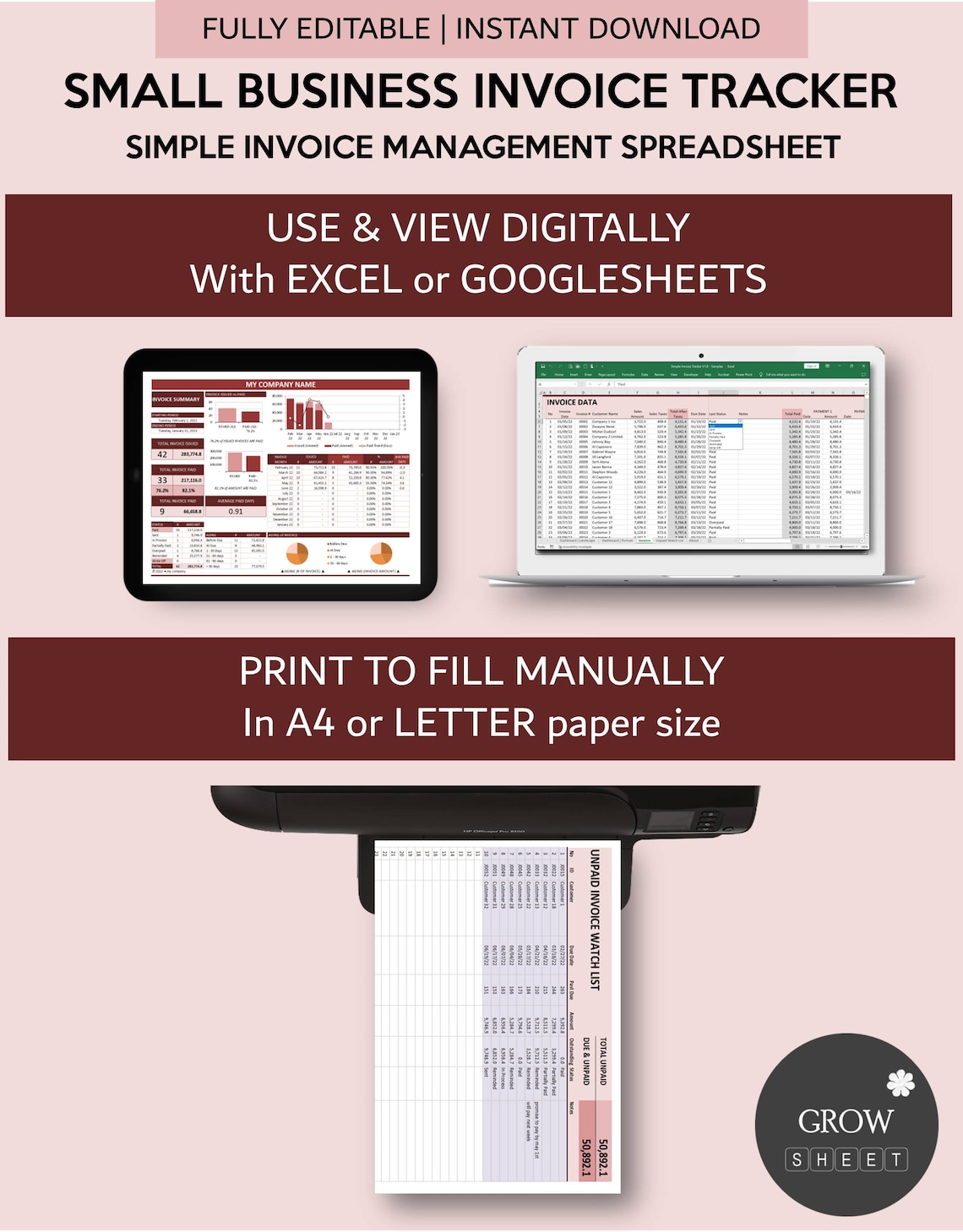 Invoice Tracker Spreadsheet | Small Business Invoice Management ...