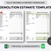 Printable Demolition Estimate Template for Excel and Google Sheets ...