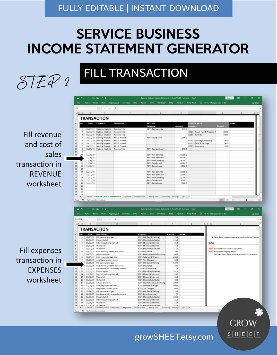 Service Business Income Statement Generator Automated Profit & Loss ...