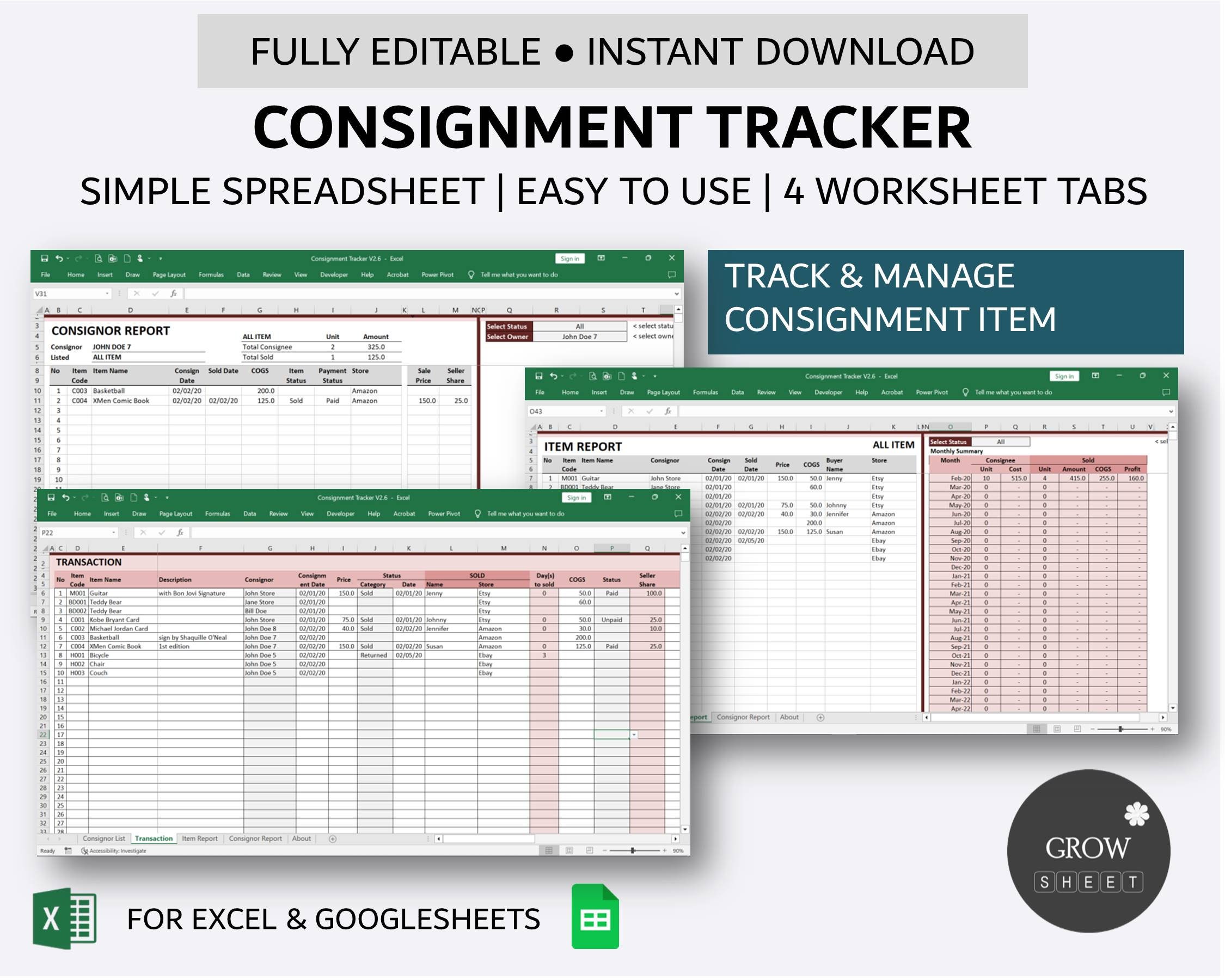 Consignment Tracker | Simple Store Inventory Database | Etsy ...