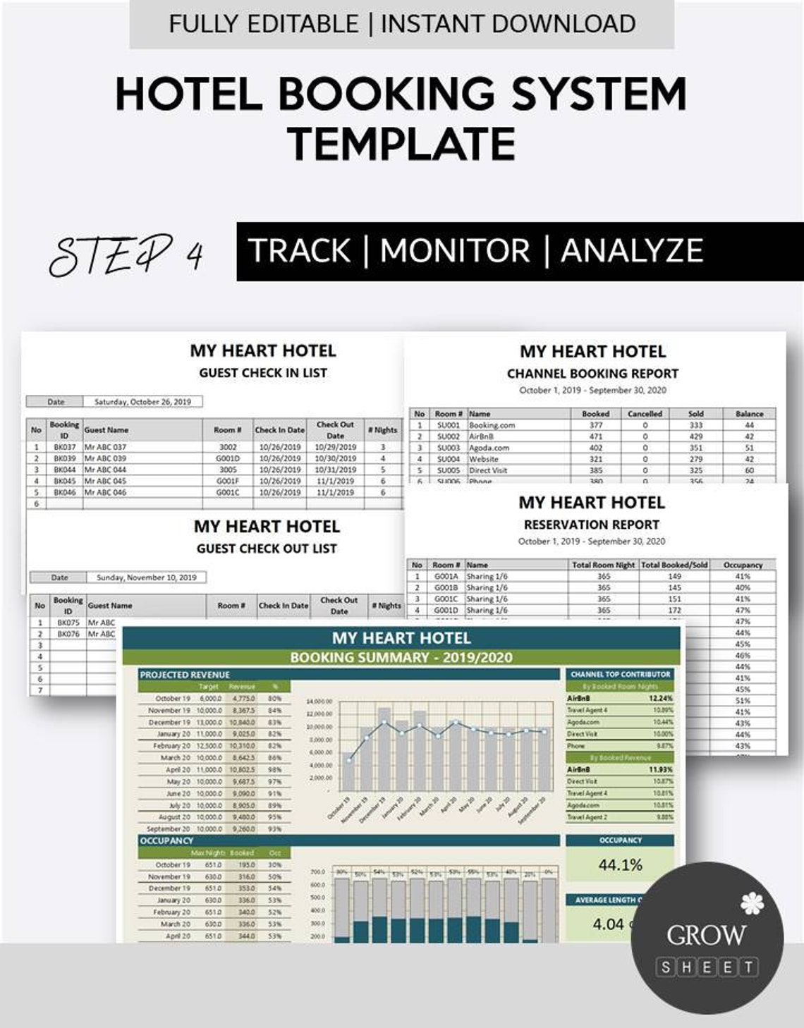 Hotel Booking System Template | Hotel Reservation Spreadsheet Excel ...