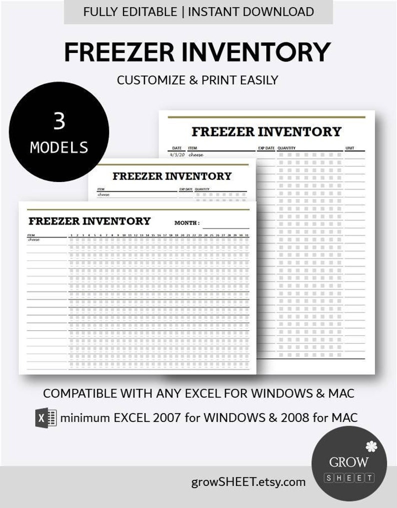 Freezer Inventory Template | Fully Editable and Printable Freezer ...
