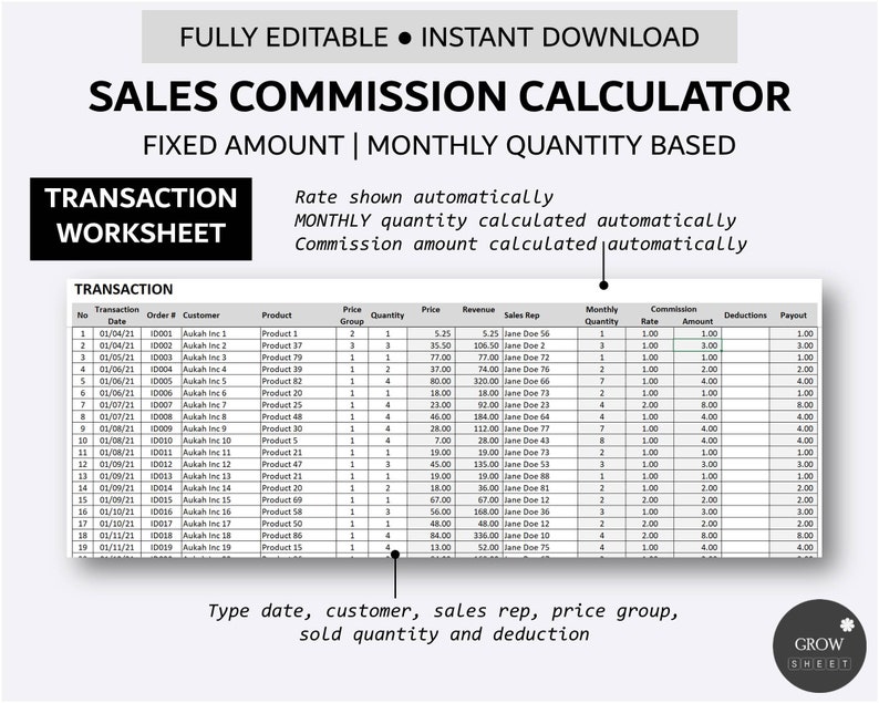 Sales Commission Calculator | Monthly Quantity Based | Fixed Amount ...