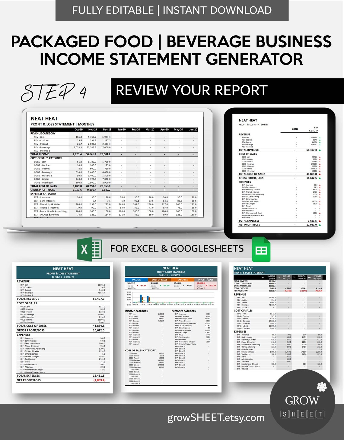 Packaged Food Business Income Statement Generator Automated Profit ...