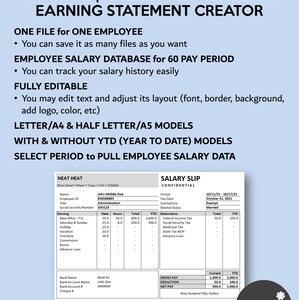 Pay Stub Generator With Database | Pay Slip Creator for Hourly Employee ...