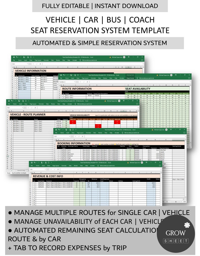 Car Seat Booking System Template | Vehicle Seat Reservation Spreadsheet ...