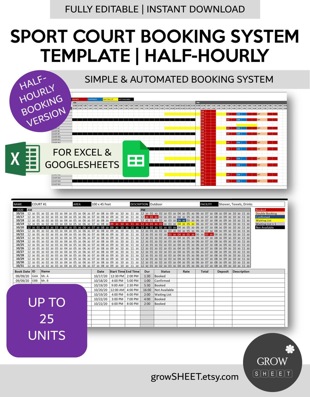 Sport Court Booking System Template Half-hourly Court Rental ...