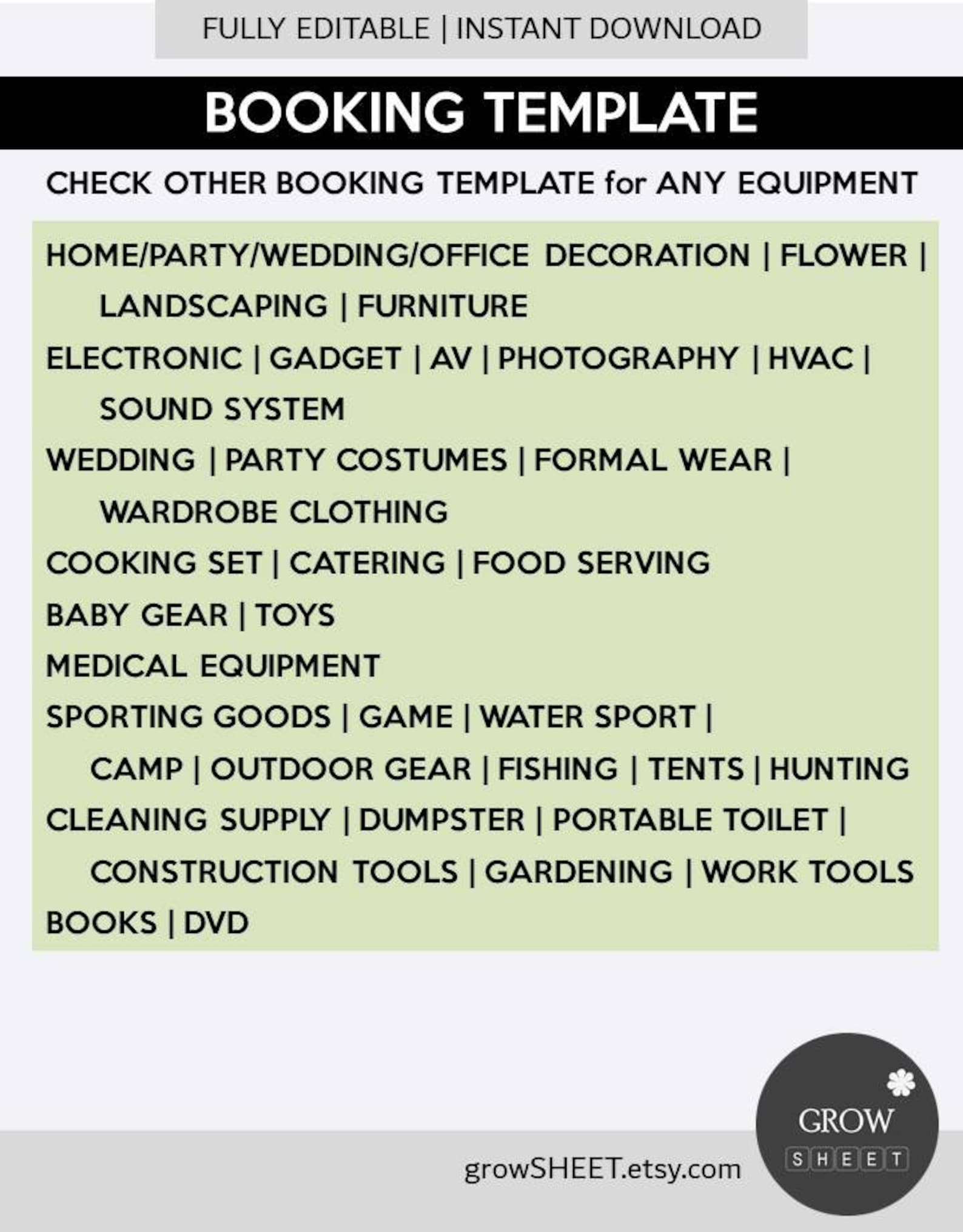 Clothing Rental Booking and Inventory Management Template | Wedding and ...