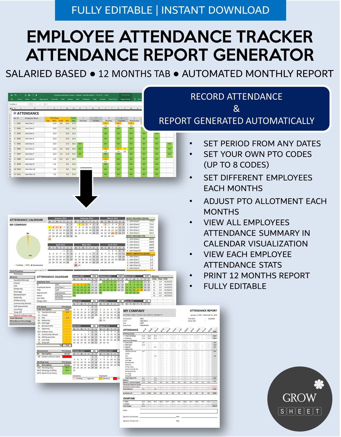 Employee Attendance Tracker and Report Generator | Monthly Leave ...