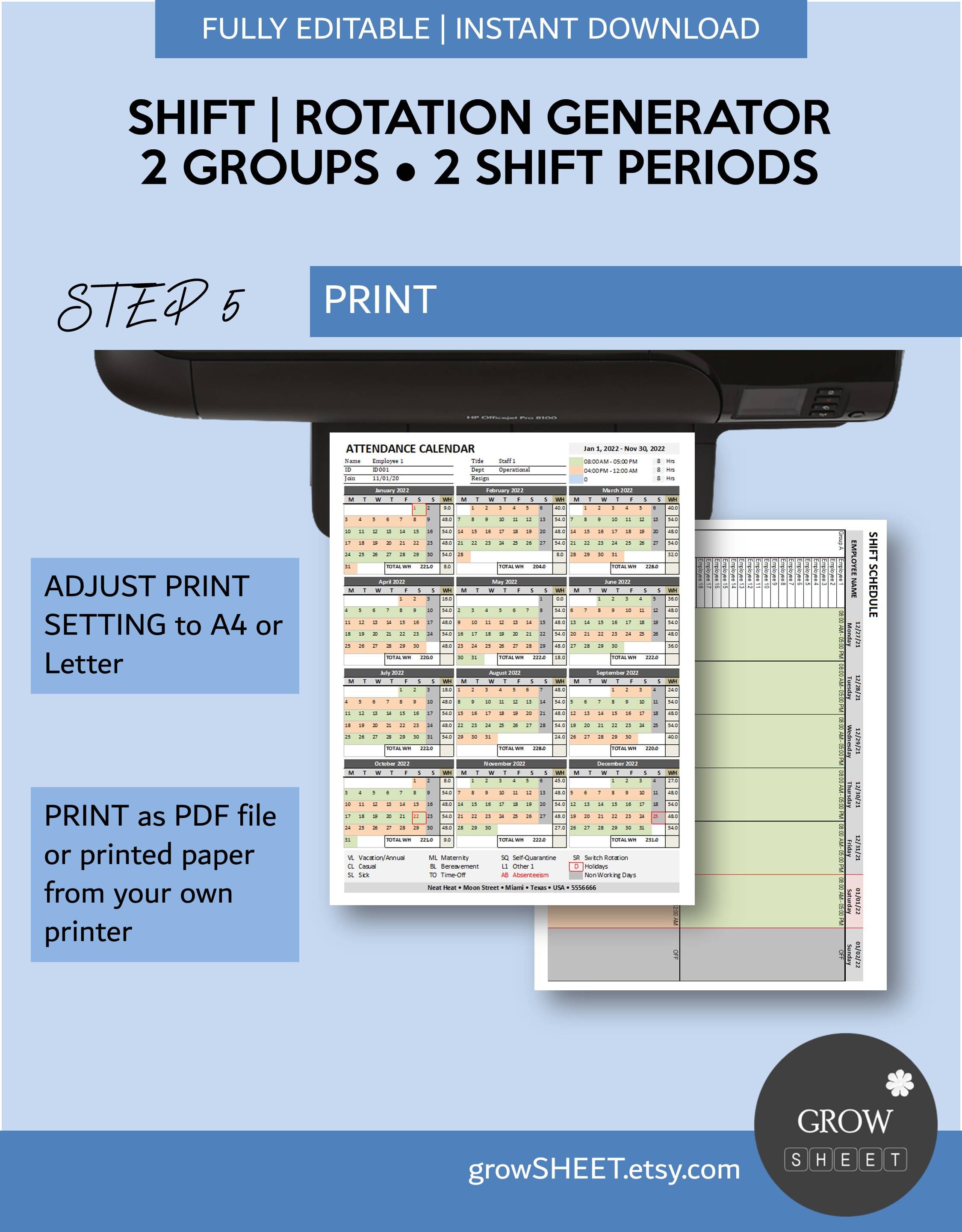 Employee Work Shift Rotating Schedule Generator | Early and Late Work ...