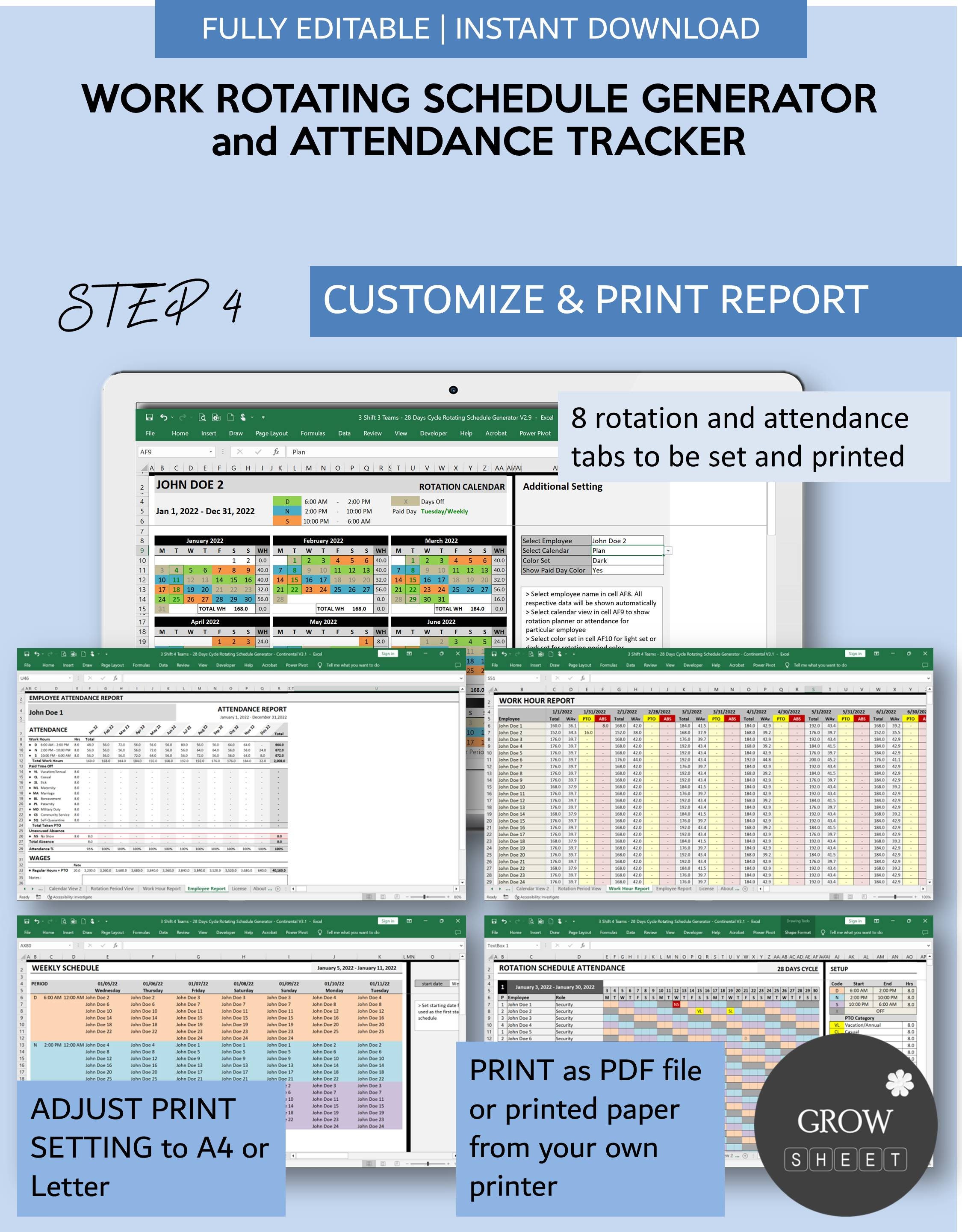 Work Rotating Generator Template and Attendance Tracker - Etsy