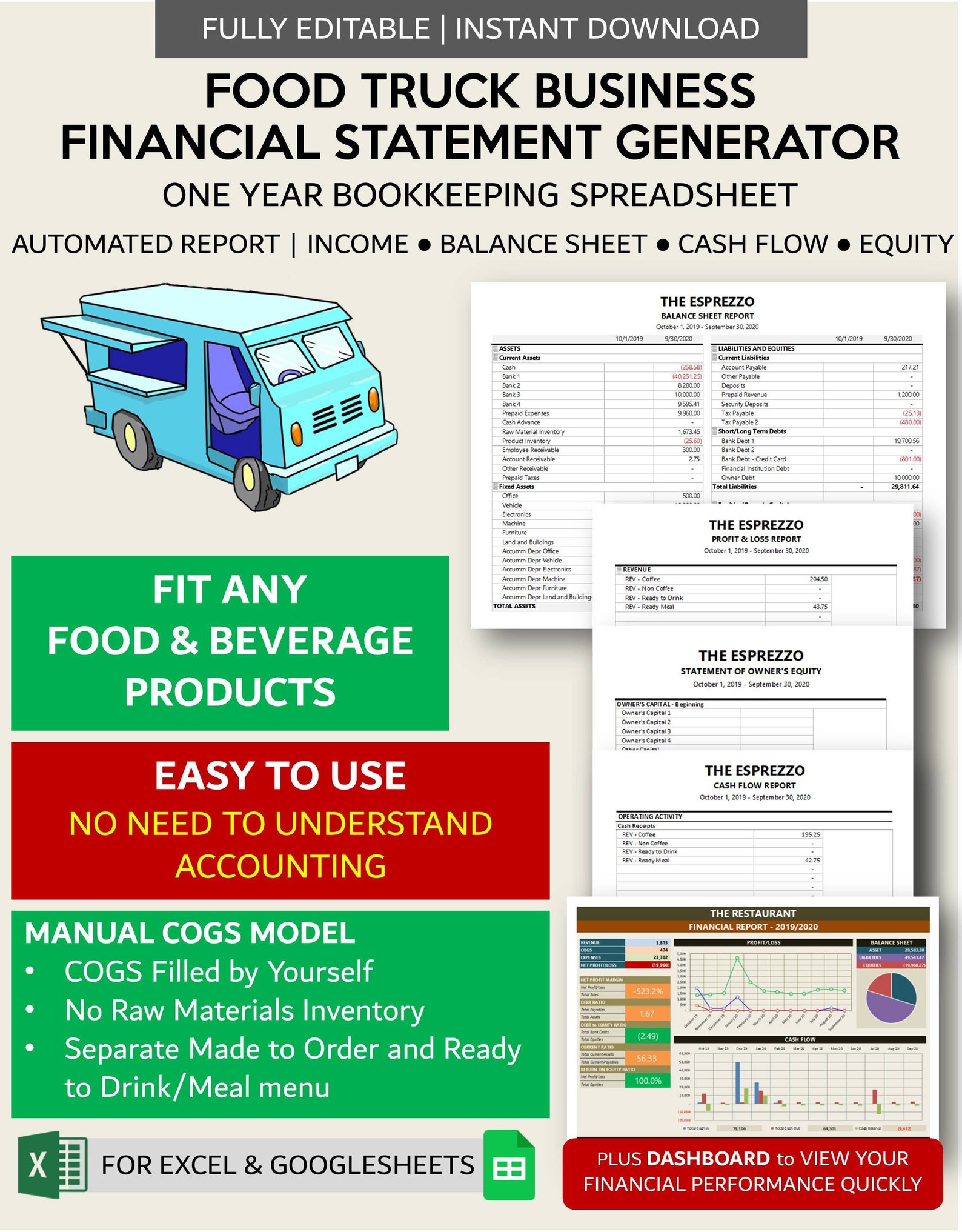 Food Truck Business Financial Statement Generator | Automated Income ...